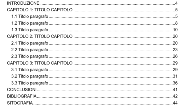 Indice tesi di laurea: guida pratica con esempio editabile